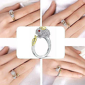 NIANWUDU Wixine 2Pcs Cute Finger Ring Crystals Bunny Jewelry Animal for Women Rabbit Rings &Pig Rings Adjustable