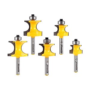 YONICO Bullnose Beading Router Bits Set 5 Bit 1/4-Inch Shank 13516q