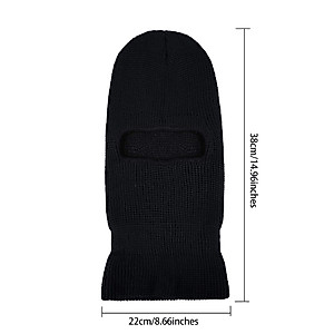 WILLBOND 2 Pieces 1-Hole Knitted Ski Full Face Covering, Adult Winter Balaclava Warm Knitted Full Face Covering for Outdoor Sports Black, 38 x 22 cm/ 14.96 x 8.66 inches (Black)
