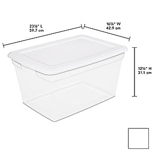 Infityle 58 Qt Storage Box Clear Base White Lid Set of 8