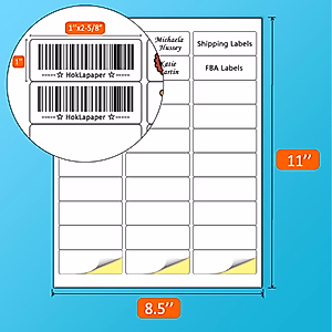 HokLapaper 1" x 2-5/8" Mailing Address Labels,15,000 Sticker Labels(500 Sheets),White Blank Labels for Laser/Inkjet Printer,Permanent Adhesive FBA Labels