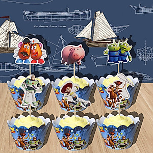 48pcs Cake Toppers For Toy Story,Kids Birthday Party Cake Decoration Supplies