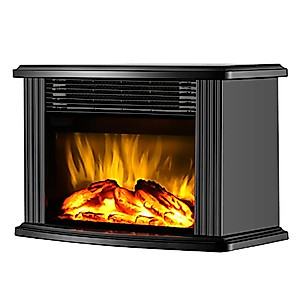 DONYER POWER 14" Mini Electric Fireplace Tabletop Portable Heater, 1500W, Black Metal Frame,Room Heater,Space Heater
