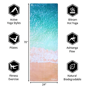 Plyopic. 3-in-1 Travel Yoga Mat/Hot Yoga Towel/Gym Mat Topper. Non-Slip, Portable, Foldable, Washable and Eco-Friendly | 1.5mm Thin | Ideal for Yoga, Hot Yoga, Pilates, Fitness, Exercise and Travel