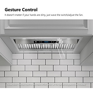 IKTCH 36 inch Built-in/Insert Range Hood 900 CFM, Ducted/Ductless Convertible Duct, Stainless Steel Kitchen Vent Hood with 2 Pcs Adjustable Lights and 3 Pcs Baffle Filters with Handlebar(IKB02-36'')