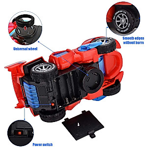 INLAIER Transforming Dinosaur Toys, 2 in 1 Automatic Transforming Dinosaur Car with LED Light and Music Transform Dino Car for Kids Christmas Birthday Gifts (Red)