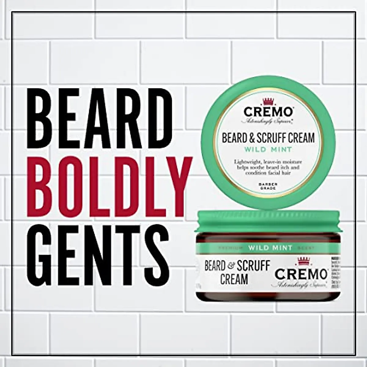 Cremo Beard & Scruff Cream, Wild Mint, 4 Ounce (Pack of 1) - Soothe Beard Itch, Condition and Offer Light-Hold Styling for Stubble and Scruff (Product Packaging May Vary)