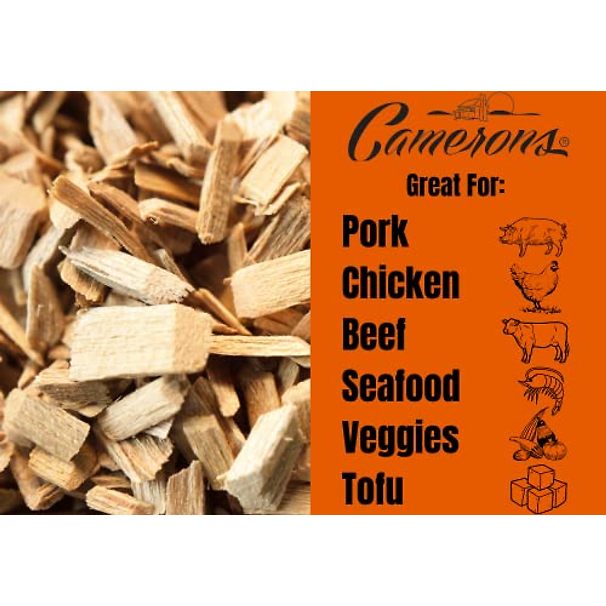 Camerons Products Alder Wood Smoker Chips ~ (2lb. Coarse), 260 cu. in. - 100% All Natural, Coarse Wood Smoking and Barbecue Chips, Packaging May Vary