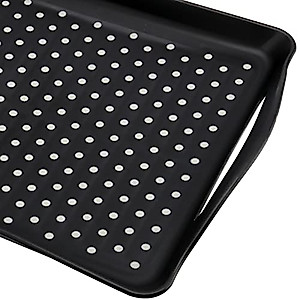 MUKLEI 4 Pcs Rectangle Anti-Slip Food Serving Tray with Handles, Plastic Food Serving Tray Drink Tray for Appetizer, Fruit, Dessert, Party, Breakfast