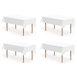 BRILLMAX 4 Pack White Table Clothes for Rectangle Tables 60 x 84 Inch Tablecloths - Polyester Fabric Waterproof Stain and Wrinkle Resistant Washable Table Cloth