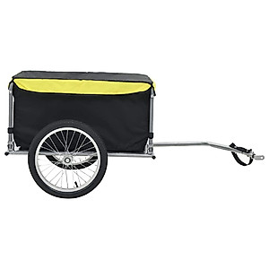 Tidyard Bike Cargo Trailer, Foldable Drawbar, Removable Cargo Compartment, Removable, Weather-Resistant Cover, Hook and Loop Fasteners, Black and Yellow 65 kg