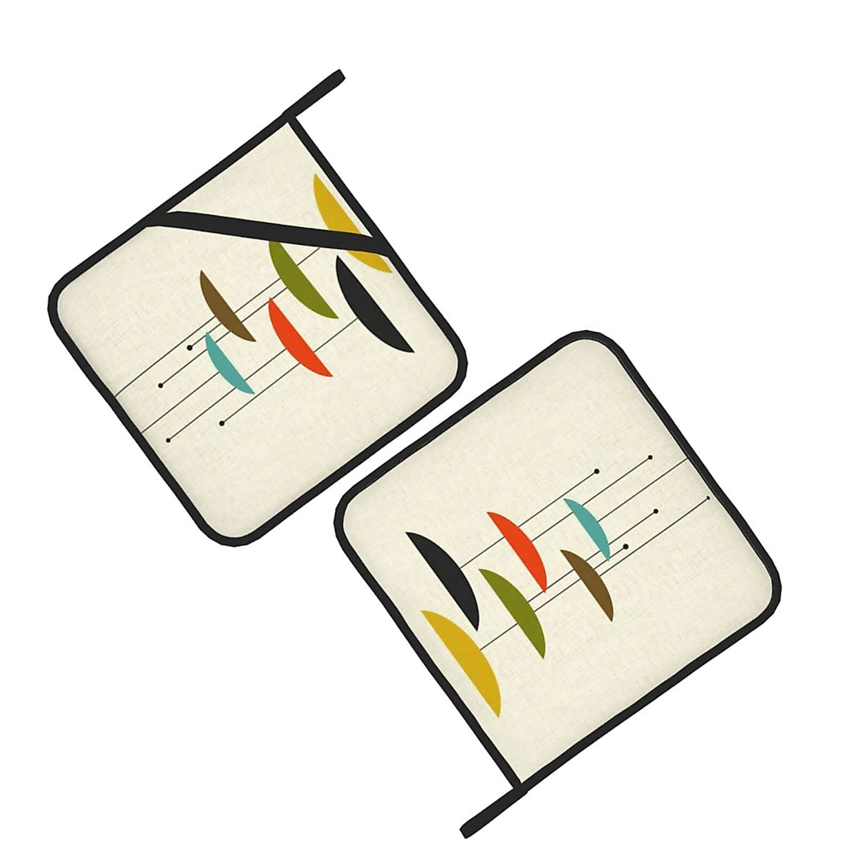 Pot Holders 2pcs Set, Kitchen Oven Glove High Heat Resistant 500 Degree Oven Mitts and Potholder with Non-Slip Silicone Surface for Baking,Cooking,BBQ - mid Century Modern Prints