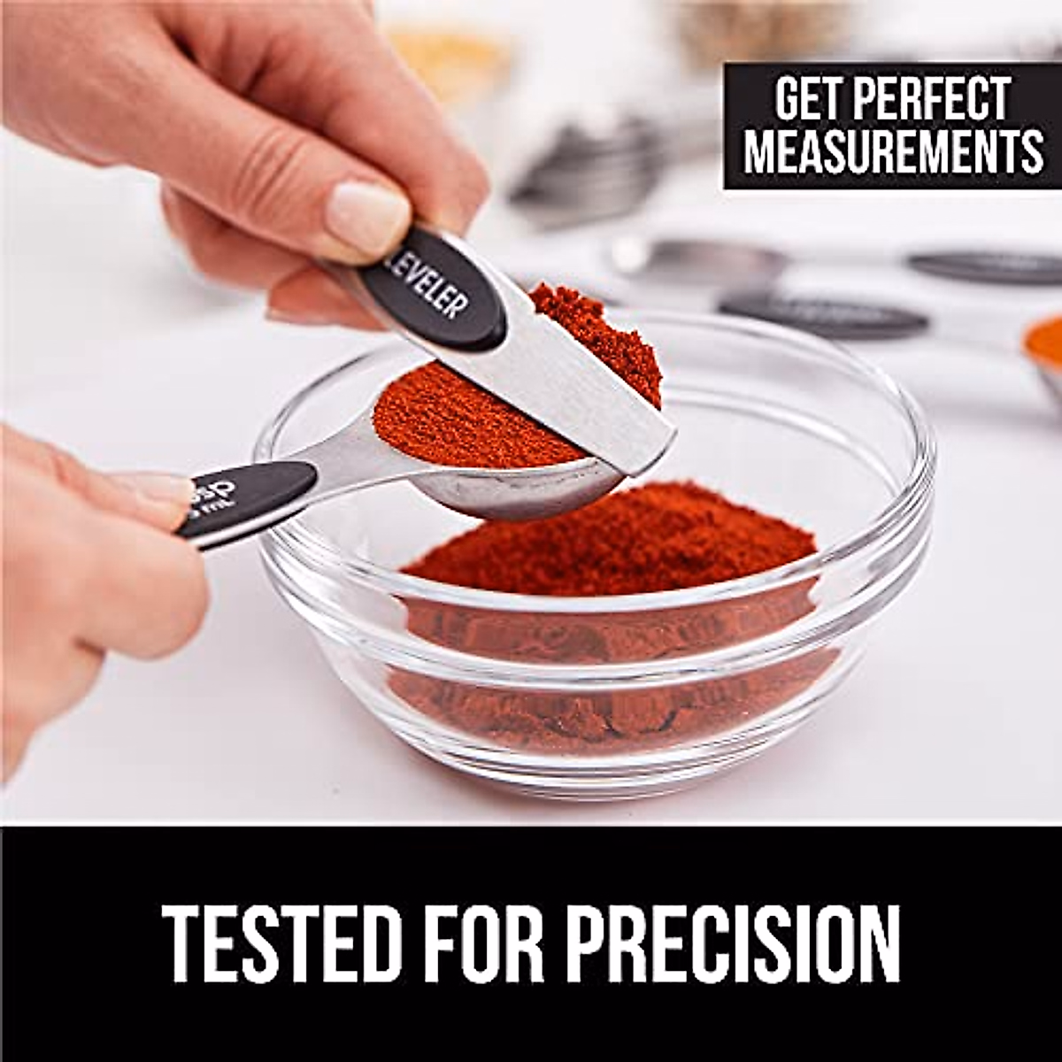 Gorilla Grip Box Grater and Measuring Spoons Set, Box Grater Has Built in Container, Measuring Spoons Set is Dishwasher Safe, Both in Black Color, 2 Item Bundle