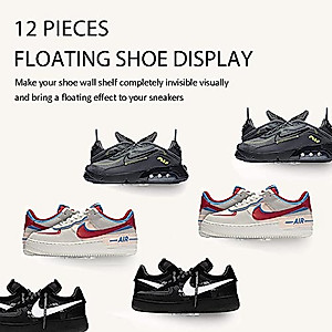 Floating Shoe Shelves for Closet Wall Set of 12, Floating Shoe Display Clear Acrylic Sneaker Shelves to Show Top Shoes and Sneaker Collection, Includes Shelves Shoe Organizers with Cross Screws
