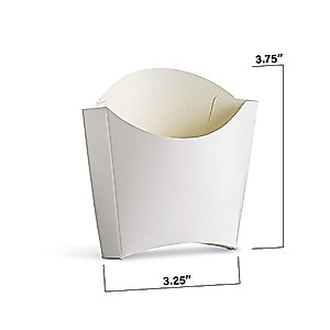 MT Products Extra Small 4 oz Kid-Sized White SBS Scoop Paperboard French Fries Containers - French Fry Holders Cups with Grease-Resistant Barrier (Pack of 50) - Made in the USA