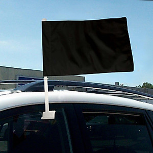 Solid Black Car Window Clip Flag Fade Resistant Vehicle for Patriotic, Sports Events, Parades - Premium - Double Side Printing (Pack of 100)