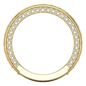 Yellow Solid 14k Gold Eternity Wedding Bridal Engagement Ring Band - Clear Simulated Diamond 1.44Ct Round Cut Sz 6.25