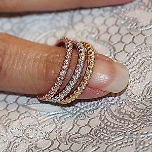 Oxford Diamond Co New Round Cubic Zirconia Eternity Style Band .925 Sterling Silver Ring Size 6