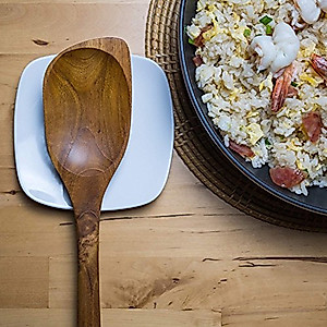 FAAY Teak Wooden Utensils, Healthy Spoon and Spatula Handcraft from High Moist-Resistance Teakwood for Non Stick Cookware (Corner Spoon - Right Hand)