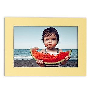 11.7x16.5 Mat Bevel Cut for 8.5x11 Photos - Acid Free Soft Yellow Precut Matboard - For Pictures, Photos, Framing - 4-ply Thickness