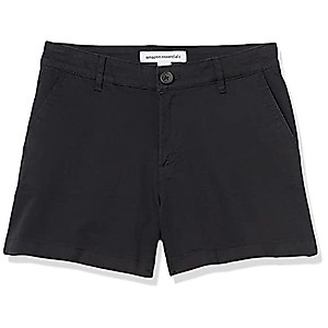 Amazon Essentials Women's Mid-Rise Slim-Fit 3.5 Inch Inseam Khaki Short, Black, 6
