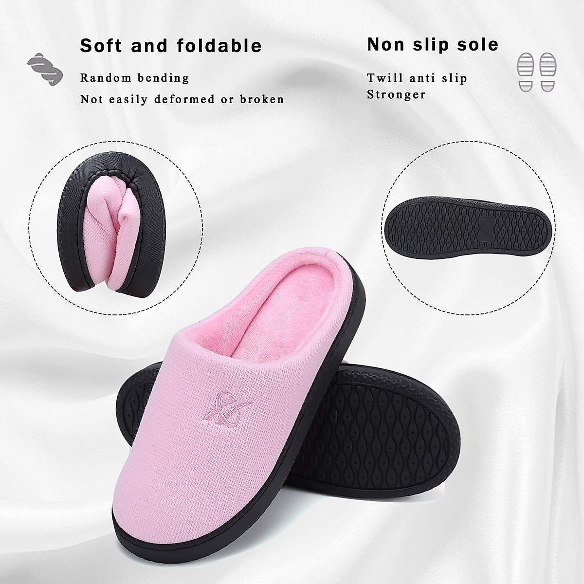 Memory Foam Slippers for Women's and Men's Casual House Shoes (PinkOrange,Women9-10/Men7-8)