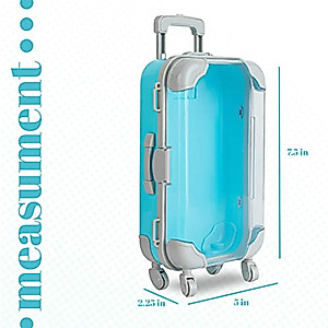 Hammont Suitcase Storage Boxes - 3 Pack - Large Capacity Pencil Case - 7.5x5x2.5 - Plastic Candy travel gift Box - Rolling with Transparent Lid | Perfect for Schools Supplies & Party Favors (Blue)