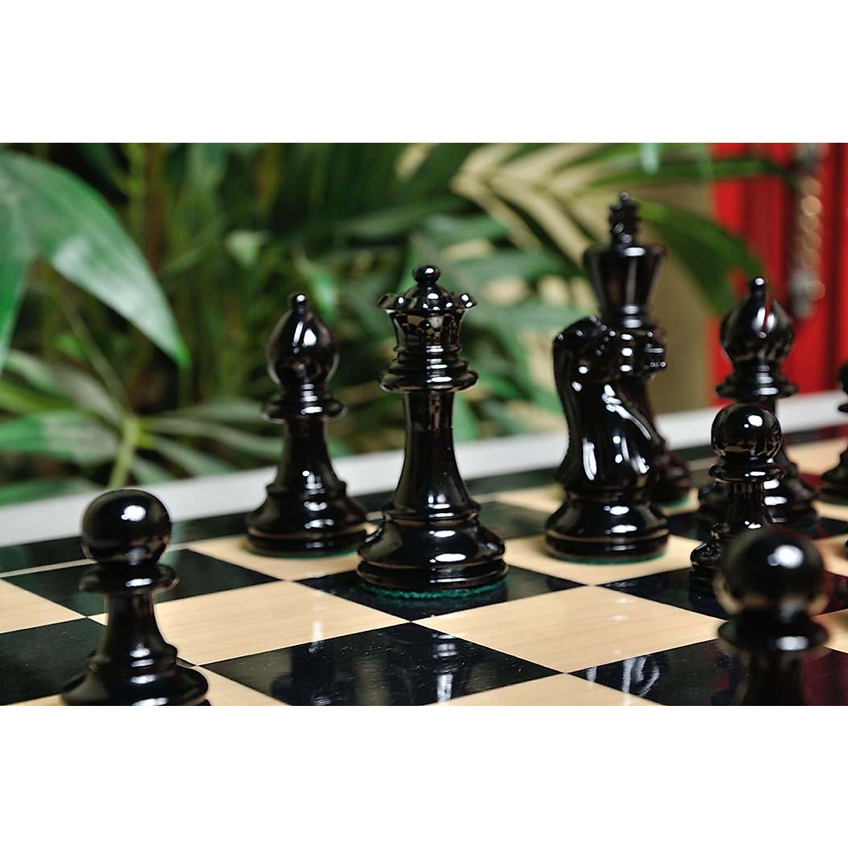 The Grandmaster Chess Set - Pieces Only - 4.0" King (Black & Red Lacquered)