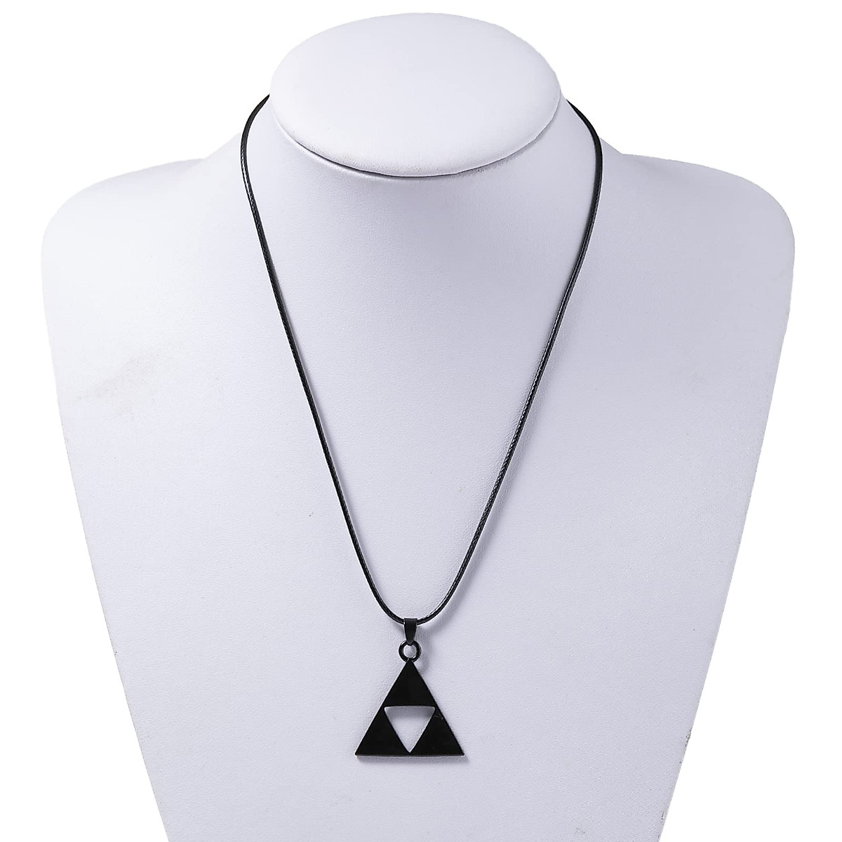 Winssigma Stainless Steel Ring for Men, Triangle Pendant Necklace Cosplay Jewelry Set for Gaming Enthusiast(Black #11)