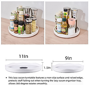 Lazy Susan Turntable Organizer for Cabinet Table 2Pack (9In+11In),Makeup Organizer,Spice Rack,Lazy Susan for Kitchen Organization,Bathroom Organizer,Desk Organizers-White