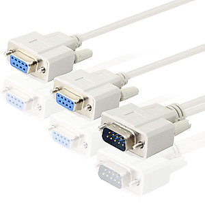 PNGKNYOCN 30cm DB9 Y Splitter Cable DB9 9 Pin 1 Male to 2 Female Rs232 Serial Splitter Adapter Straight-Through Cable YOUCHENG for Connect Various Serial Interface Devices