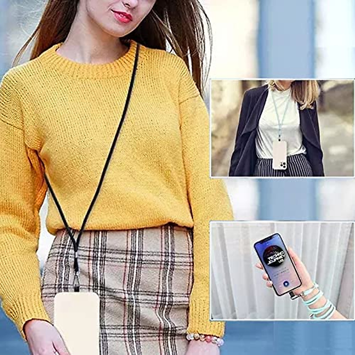 HOTEMIA Crossbody Lanyard with Adjustable Nylon Neck Strap,Compatible with Most Cell Phones (Black 1 PACK)