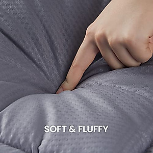 SLEEP ZONE Full Size Cooling Mattress Topper Quilted Fitted Mattress Pad Cover Soft Fluffy Down Alternative Pillow Top Bed Topper Deep Pocket 8-21 Inch (Grey, Full)