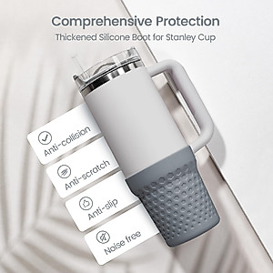 Uvafly Silicone Boot for Stanley, Cup Bottom Protector Sleeve Accessories for Stanley Quencher H2.0 FlowState Tumbler 40oz / Stanley Adventure Quencher Tumbler 40oz (Gray)