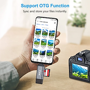 Beikell SD Card Reader, Dual Connector USB 3.0/USB C Memory Card Reader Adapter - Supports SD/Micro SD/SDXC/SDHC/MMC/RS-MMC/UHS-I, Compatible with MacBook Pro, MacBook Air, iPad Pro, Galaxy S21 etc.