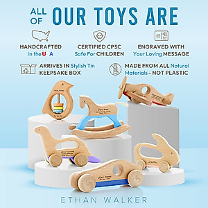 Ethan Walker Personalized Airplane Gift with Babys Name Engraved - A Perfect Keepsake Toy for Toddler, Infant or Newborn Baby, Birthday Baptism for Boy or Girl Room Decor - Mom Will Love - Blue