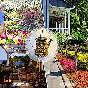 Solar Outdoor Lights Garden Decor, Waterproof Watering Can Landscape Lights with Led, Retro Metal Kettle String Lights for Yard Lawn Patio Pathway Courtyard Party Decorations Gardening Gifts