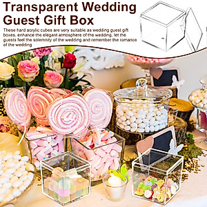 Tuanse 80 Pcs Acrylic Box with Lid Clear Small Acrylic Box Plastic Square Cube with Lid Mini Acrylic Containers Display Box 2.2 x 2.2 x 2.2 Inch for Candy Pill Tiny Jewelry Toys Gifts