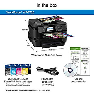 Epson WorkForce WF-7720 Wireless Wide-format Color Inkjet Printer with Copy, Scan, Fax, Wi-Fi Direct and Ethernet, Amazon Dash Replenishment Ready