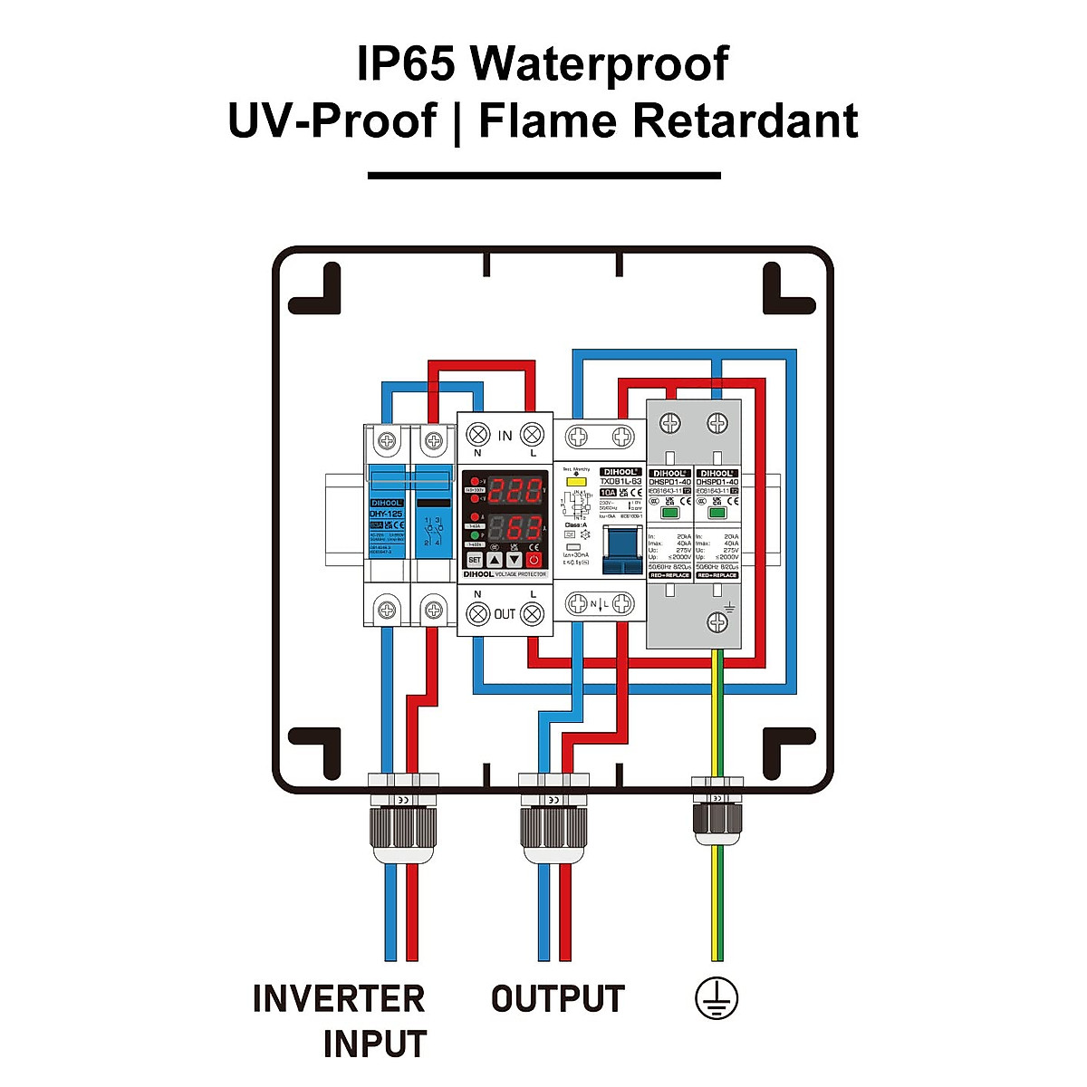 DIHOOL Off Grid Solar Power Systems AC 220V Breaker Box Solar Disconnect Switch pv Combiner Box on Off Grid Living Supplies