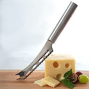 Rada Cutlery Cheese Knife – Stainless Steel Steel Serrated Edge With Aluminum Handle, Made in the USA, 9-5/8