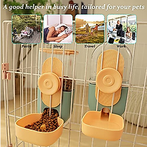Kenond 35oz Hanging Automatic Pet Food Water Dispenser, Auto Gravity Pet Feeder and Waterer Set, Cage Cat Food Bowl Dog Feeding Station for Puppy and Kitten Rabbit Chinchilla Hedgehog Ferret