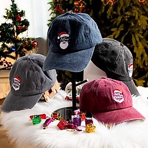 4 Pcs Christmas Hat Christmas Baseball Cap Embroidered Santa Hat Adjustable Washed Funny Baseball Cap for Men Women
