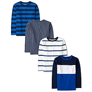 The Children's Place,Long Sleeve Knit Shirts 4-Pack,Multi Color,Large (10/12)