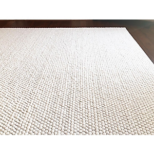 S & L Homes Wool Cotton Hand Woven Chunky Knit Popcorn Rug - Ivory Contemporary Area Rug for Living Room Bedroom (8' x 10' - Ivory)