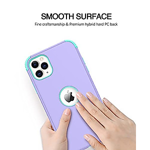 BENTOBEN iPhone 11 Pro Case, Phone Case iPhone 11 Pro, Heavy Duty 2 in 1 Full Body Rugged Shockproof Protection Hybrid Hard PC Bumper Drop Protective Girl Women Boy Men iPhone 11Pro Cover, Purple/Mint