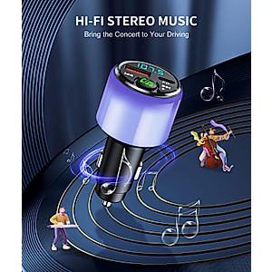 Otemly Bluetooth 5.3 FM Transmitter for Car [PD 30W & QC3.0 18W] Fast Charge, [All-Over Glow] Bluetooth Car Adapter Wireless FM Radio Transmitter Car Kit, Hands-Free Calls, Hi-Fi Music