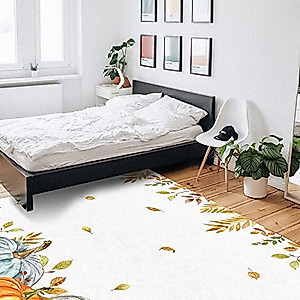 Rectangular Area Rug Non-Slip Stain-Proof Rugs Thanksgiving Pumpkin Fall Receipt Leaves Household Sofa Floor Large Floor Mat Bedroom Bedside Carpet for Living Dining Room 2x3 Feet