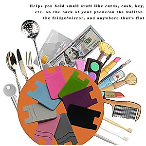 Meroqeel Adhesive Phone Wallet Card Holder for Phone Case, Silicone Credit Business ID Cards Pocket on Back of iPhone Android Phones