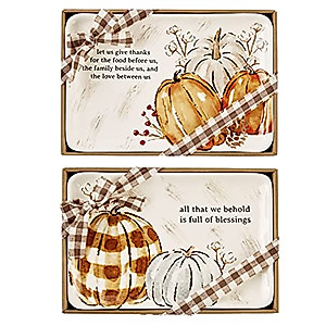 Mud Pie Pumpkin Small Harvest Platter, Let Us, 7" x 10.5", 7" x 10 1/2"